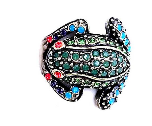 Heidi Daus Swarovski Crystal Statement Frog Ring