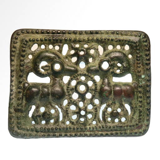 Ordos Bronze Plaque With Two Stags, 1st Millennium B.c.