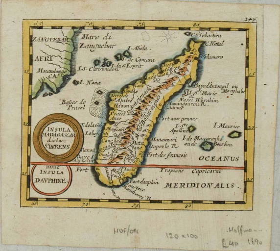 1690 Hoffmann Map Of Madagascar Insula Madagascar