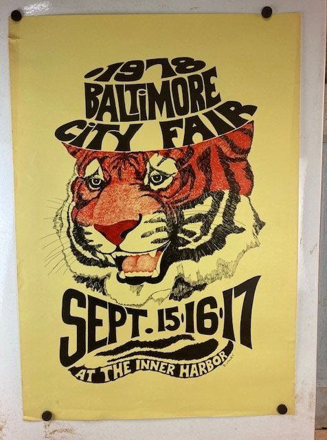 Vintage 1978 Baltimore City Fair Poster Tiger Signed B
