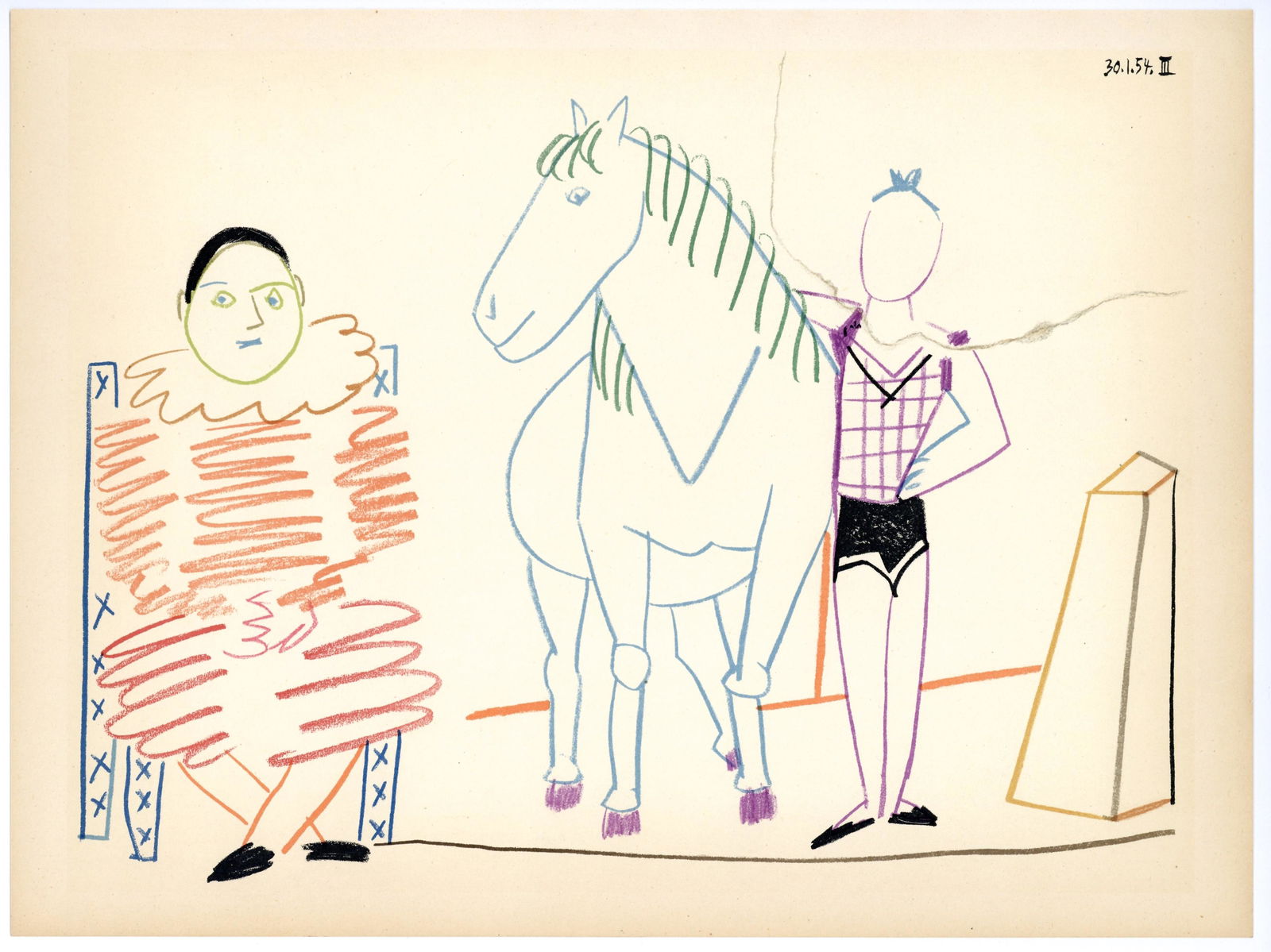 Pablo Picasso Lithograph (clown And Circus Rider)