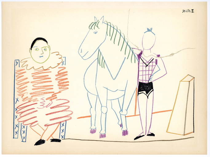 Pablo Picasso Lithograph (clown And Circus Rider)