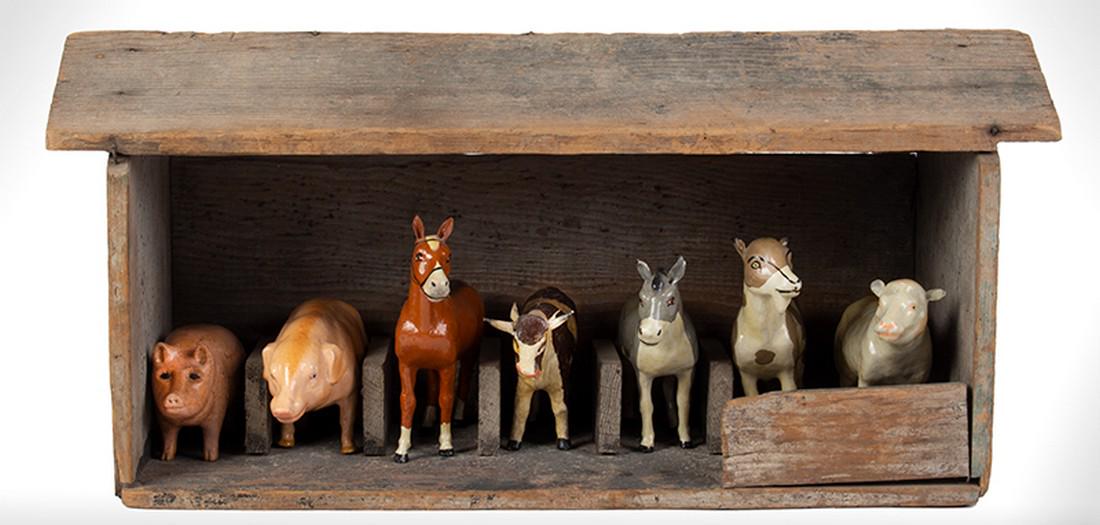 7 Paper Mache Farm Animals with Barn Stall - Feb 11, 2021 | Jasper52 in NY