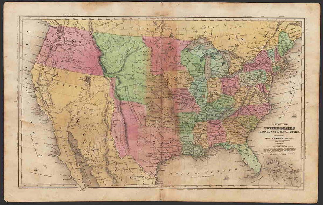 1844 Map Of The U. S., Canada & Mexico