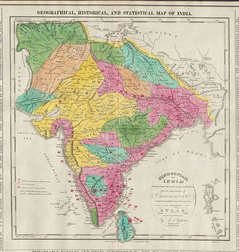 1821 Map Of India By M. Carey