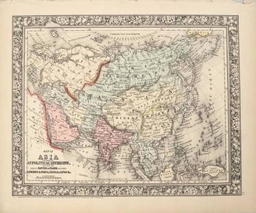 1860 Mitchell Map Of Asia Map Of Asia Showing Its Gt. Political Divisions?