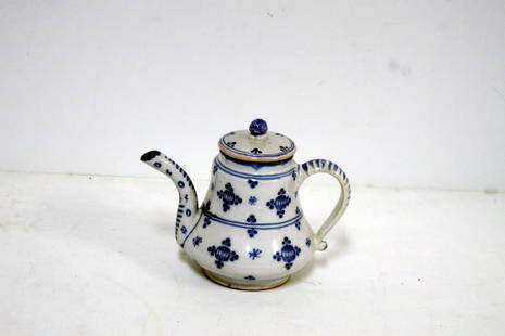 A Small Late 18th Century Dutch Delft Teapot Decorated