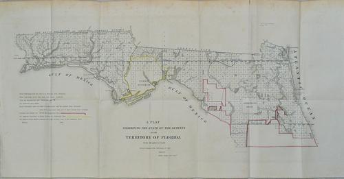 1840 Survey Map Of Northern Florida A Plat