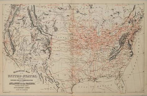 1884 Mitchell Railroad Map Of The United States