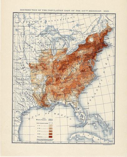 1840 Us Government Map Of Us Population Distribution