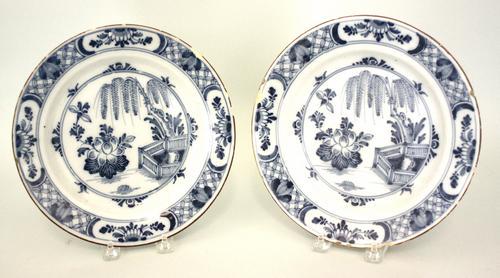 A Good Pair Of Mid 18th Century Liverpool Delft Plates