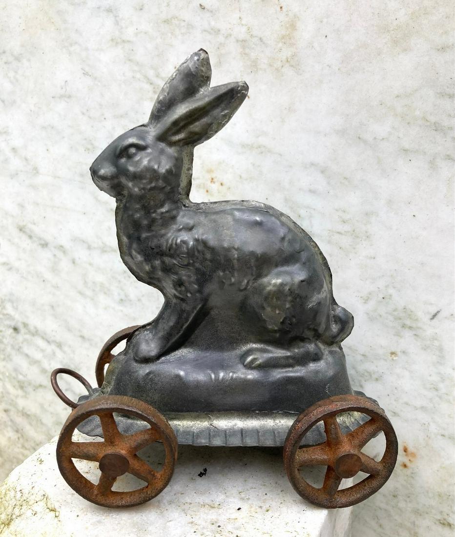 Quality Contemporary Folk Art Tin Rabbit Mold Pull On