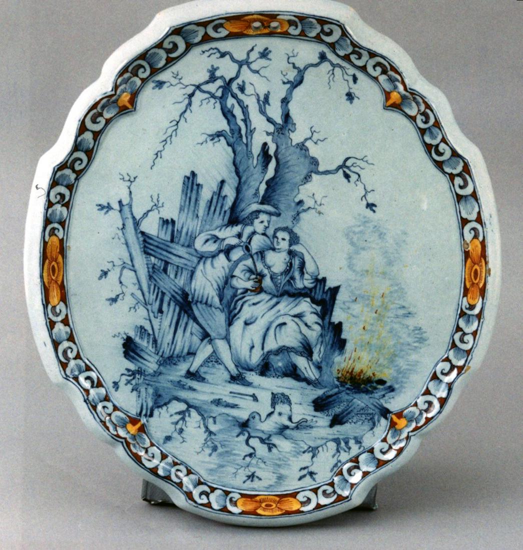 Buy Dutch delft oval plaque with a raised self framed | Jasper52 in NY