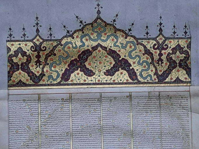 Antique Islamic Handwritten Quran Scroll On Vellum In