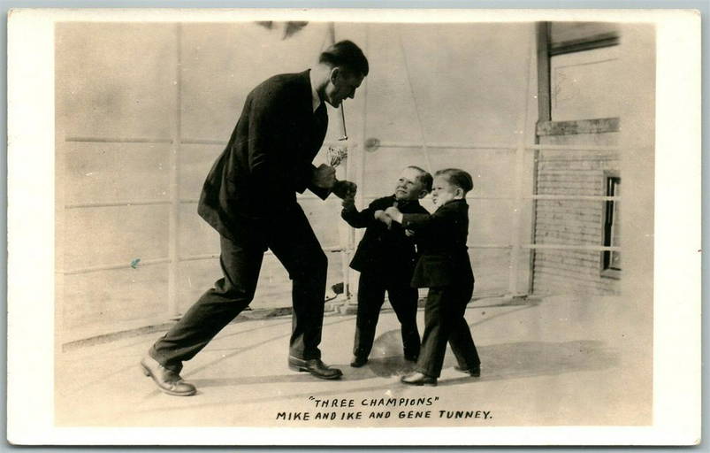 Midget Lilliputian Boxers Mike Ike & Jim Tunney Antique