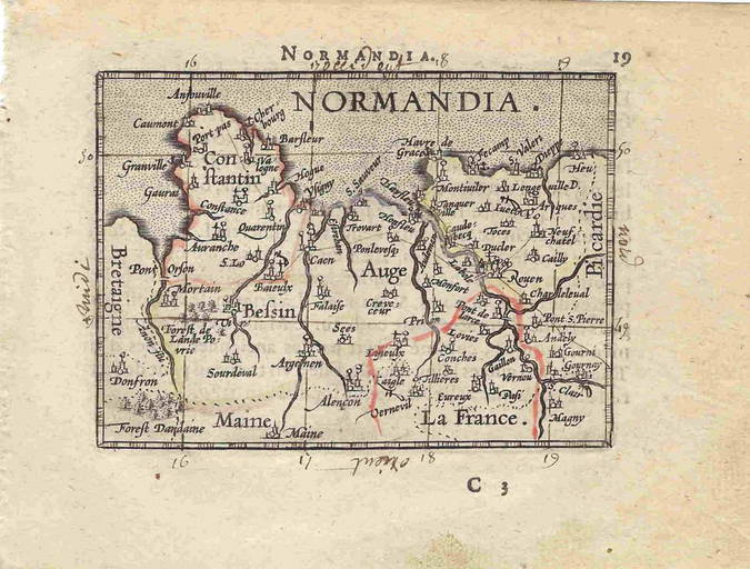 1602 Ortelius Map Of Normandy France Normandia