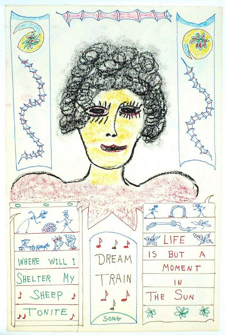 2 Sided Drawing By Lewis Smith Outsider Artist