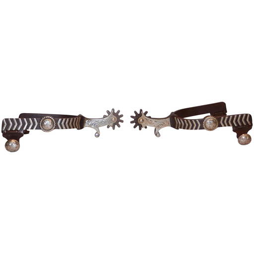 Vintage Brown Steel And Silver Spur Set