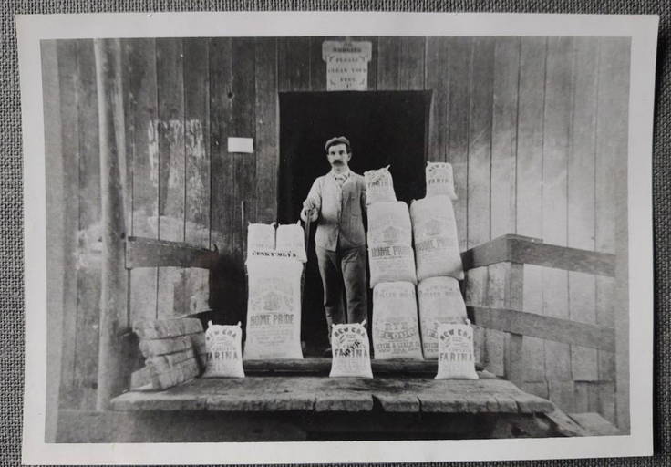 Vintage Oregon Flour Mill Worker With Bags