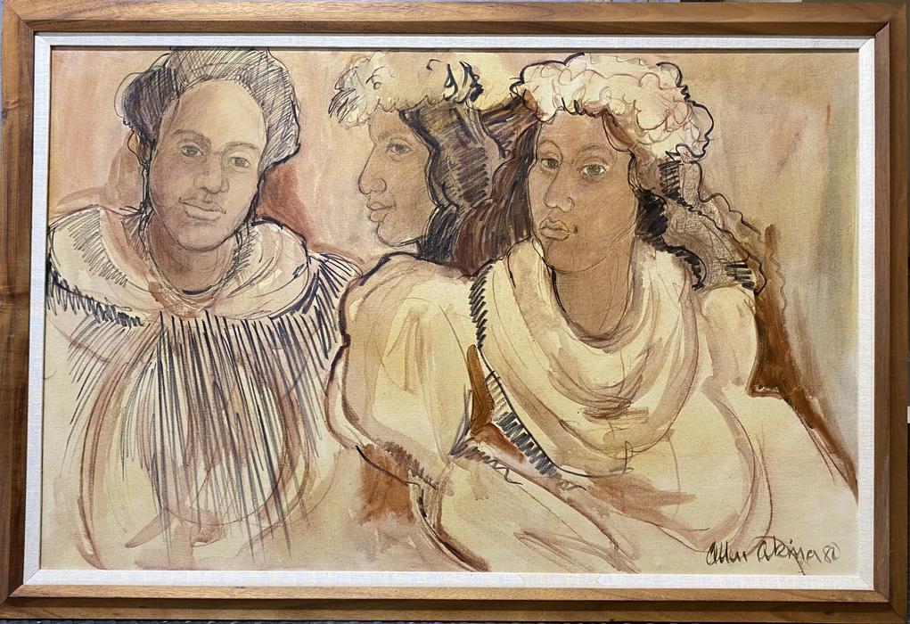 Allen Akina, Hawaiian Ladies, Original Signed Painting