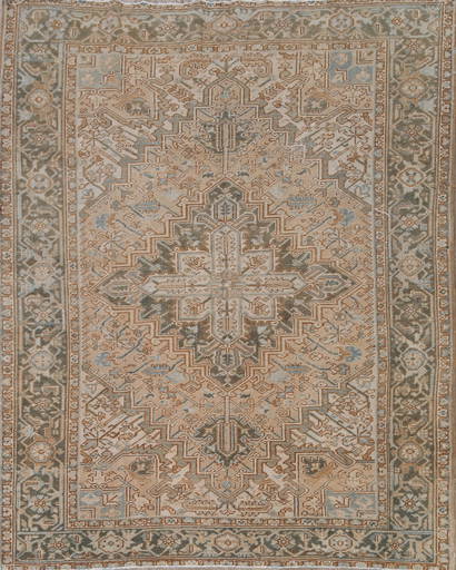 Vintage Geometric Heriz Persian Area Rug 7x8
