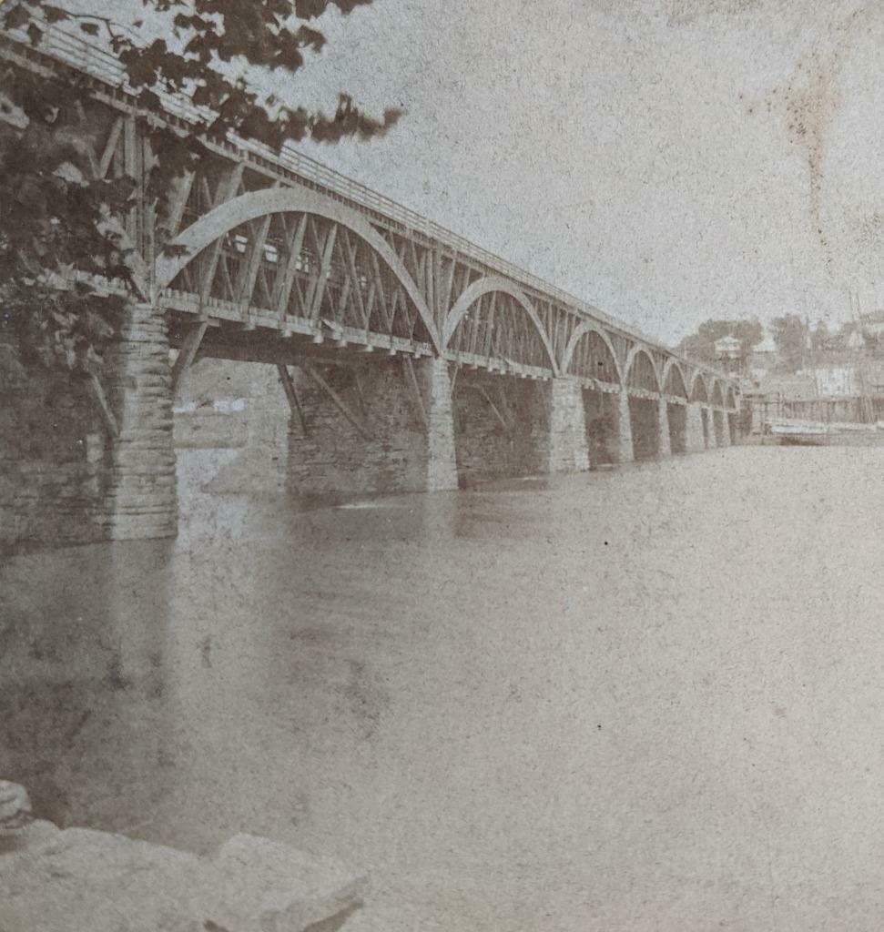 C 1880 Aqueduct Bridge, Potomac River, Georgetown By L.