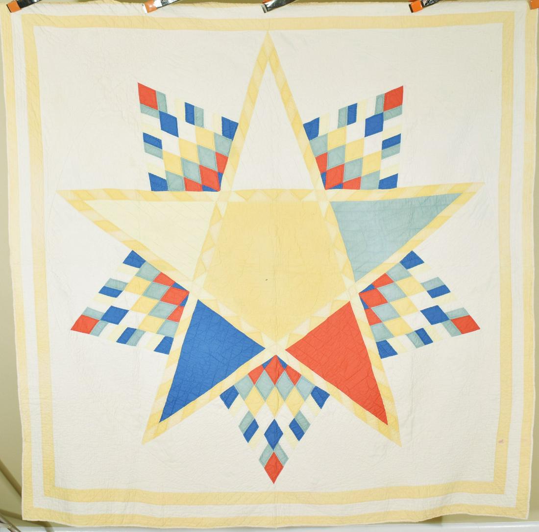 Unusual 30's Eastern Star Masonic Quilt