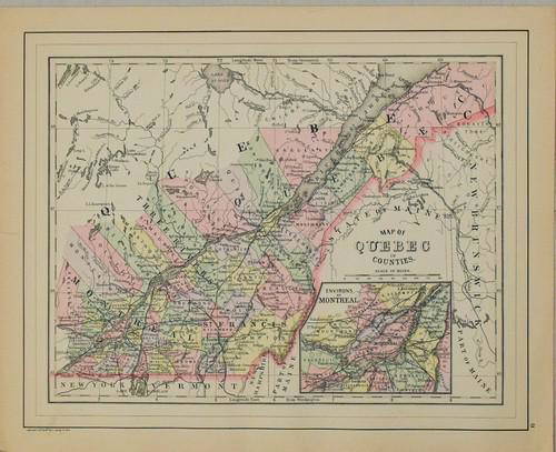 1887 Bradley Map Of Quebec Map Of Quebec In Counties