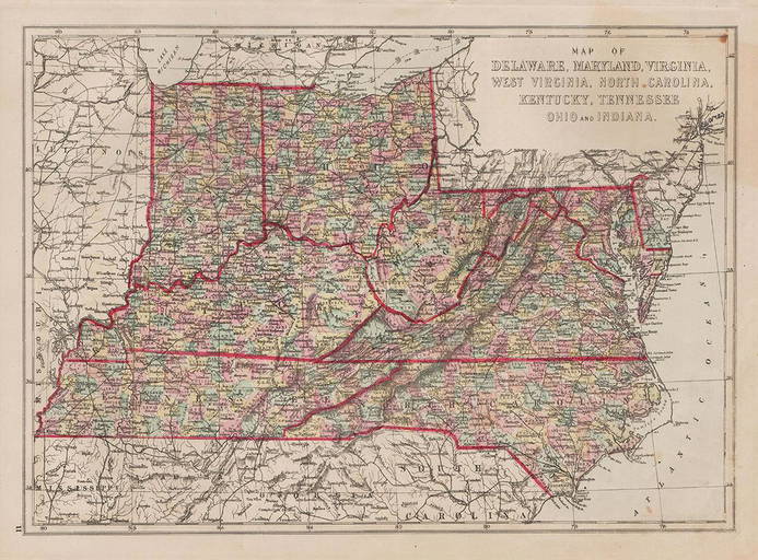 Railroad Map Of Eastern States, 1875