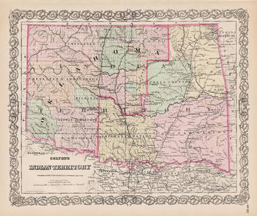Colton's Map Of Indian Territory C.1870
