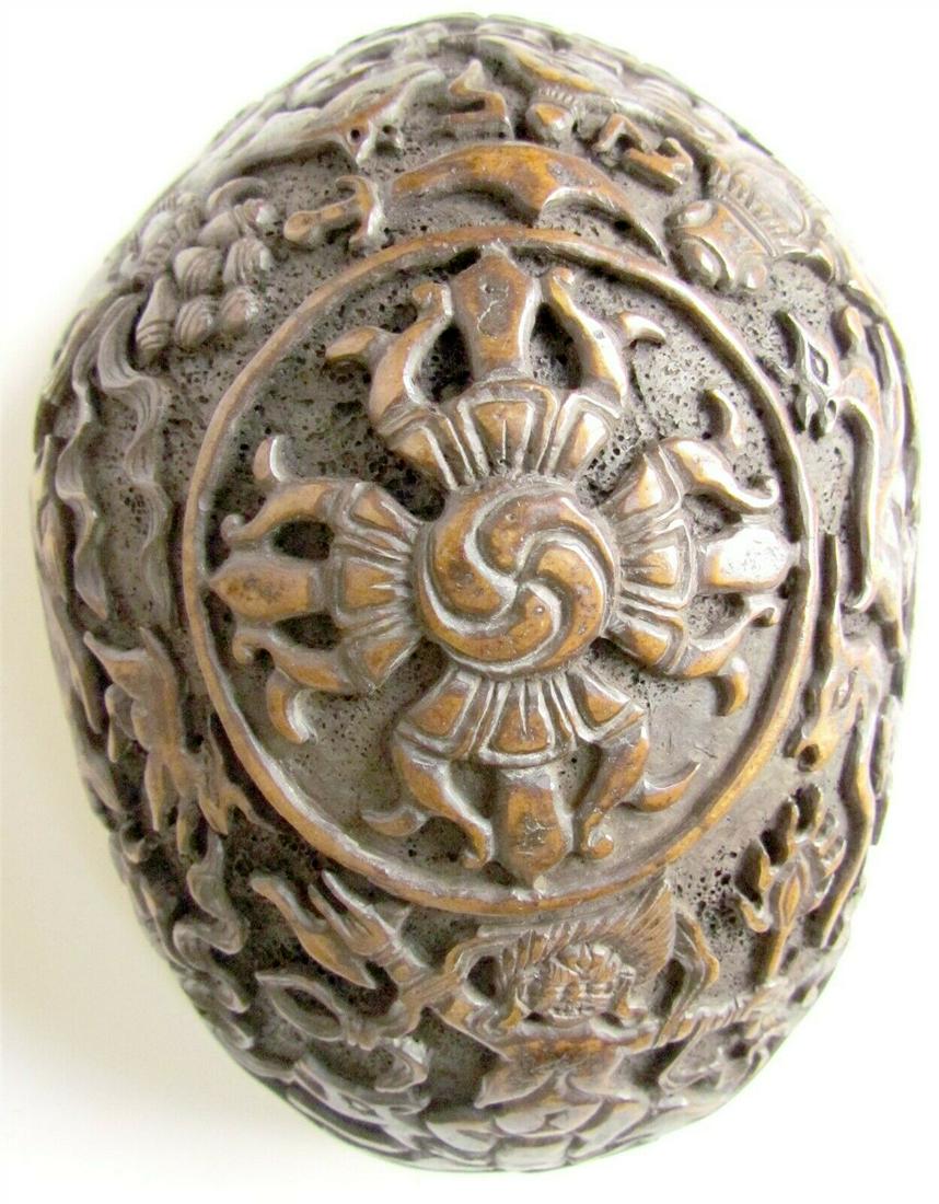 Tibetan Kapala Skull Bowl Carved Original Antique