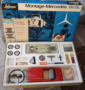 Schuco 2097 Mercedes 190sl Car Kit, Rarer Red Version,