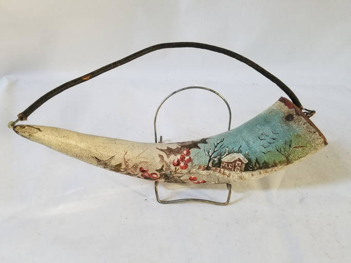 Powder horn from 1800s, painted with a Christmas scene (#0158) on Dec ...