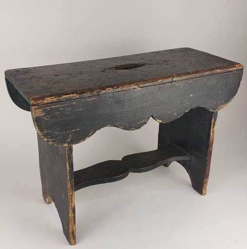 Primitive Painted Footstool, Old Paint