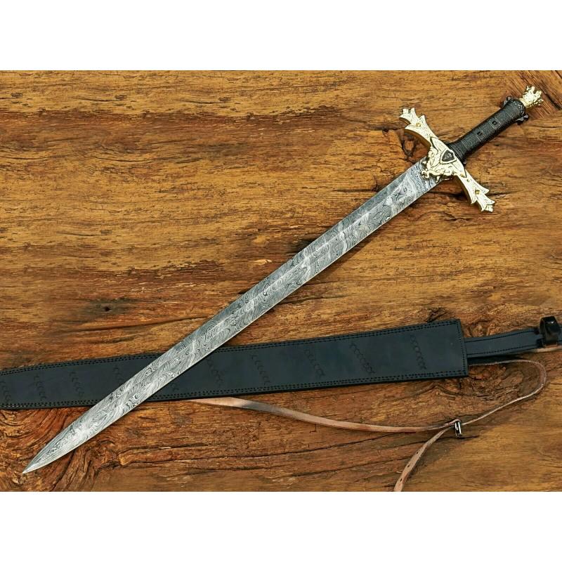 Handmade glaive hunting damascus steel sword leather - Dec 29, 2021 ...