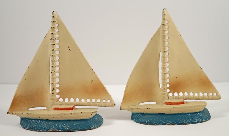 Antique Sailboat Cast Iron Hubley Bookends (#0253) on Jan 06, 2022 ...