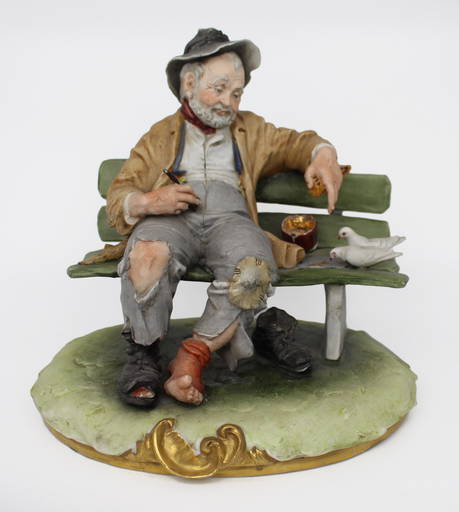 Capodimonte Tramp On Bench By B.merli