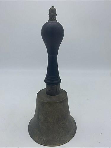 Antique Hand Held School Teacher's Bell Brass W/ Wood