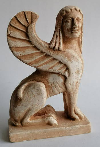 Etruscan Sphinx White Ceramic