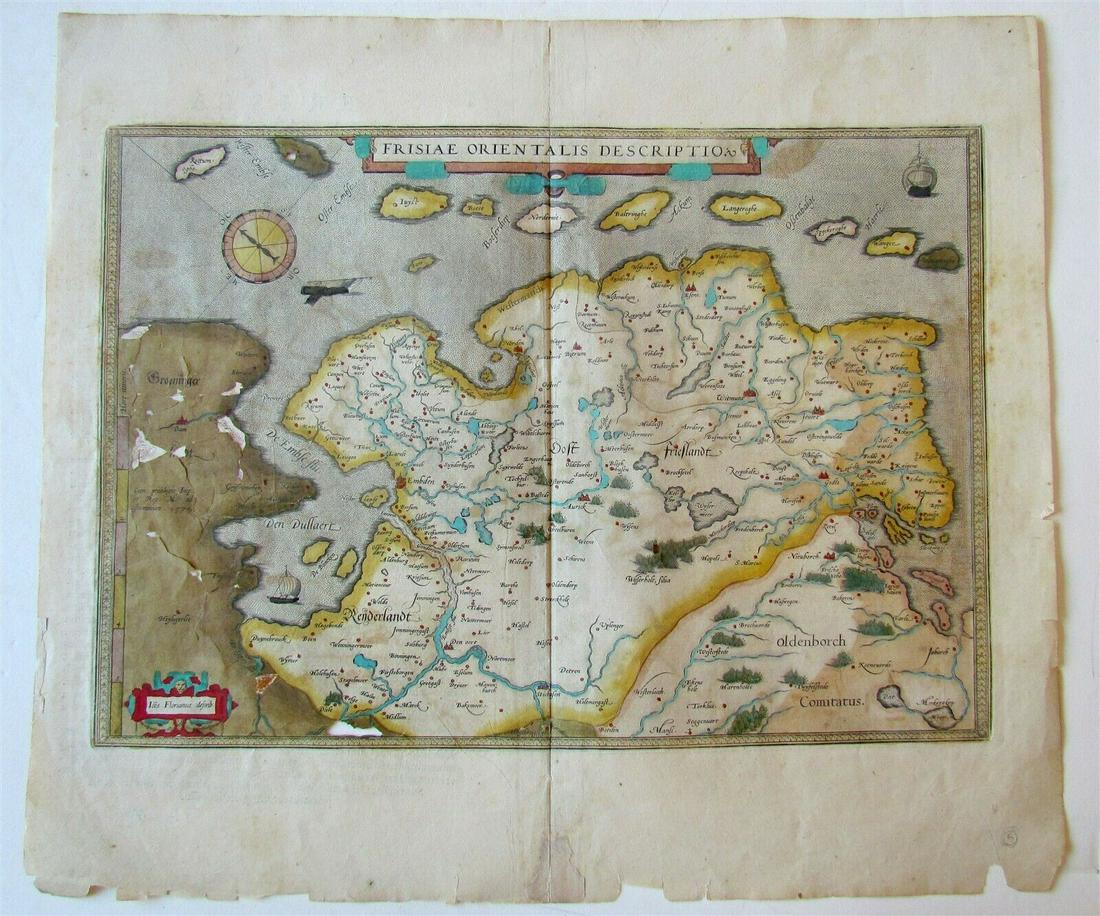 1581 Map Of East Frisia Lower Saxony Germany By Abraham