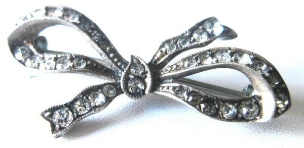 Antique Sterling Silver & Paste "bow" Pin