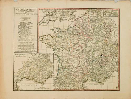 1760 D'anville Map Of France In Roman Times Gallia Antiqua Ex Aevi ...