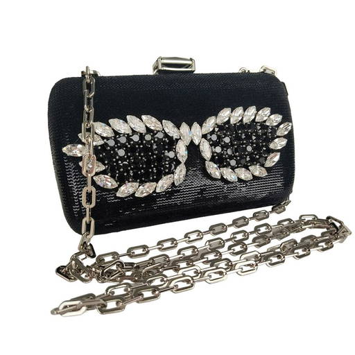 Prada Clutch Bag In Sequins And Rhinestones With Chain