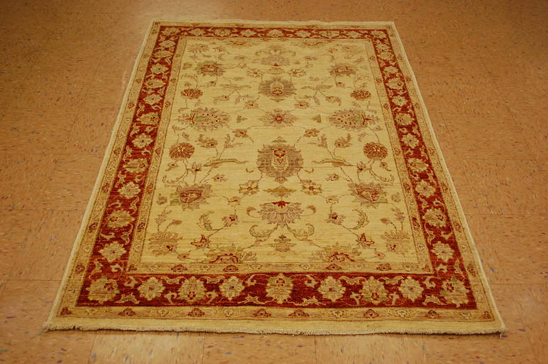Floral Design Afghan Chobi Rug 4.3x6.3