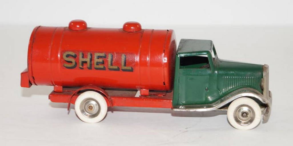 Antique Tanker Shell Truck Tin Tri Ang Minic Toy