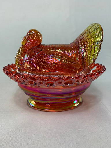 Carnival Glass Turkey In Nest