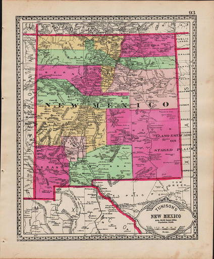 1887 Map Of New Mexico Locates Many Ranches