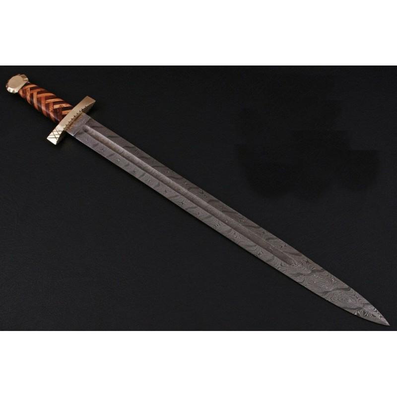 Work Hunting Damascus Steel Sword Glaive Dagger Wood
