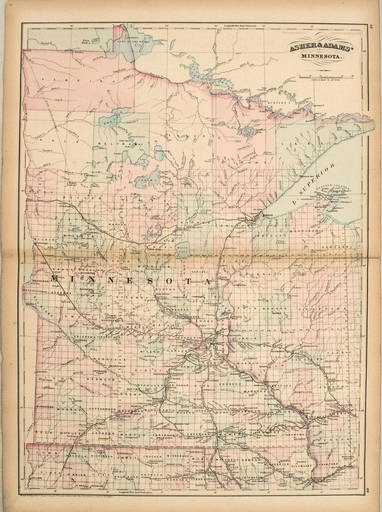 Buy 1872 Asher and Adams Map of Minnesota -- Asher & Adams' Minnesota ...