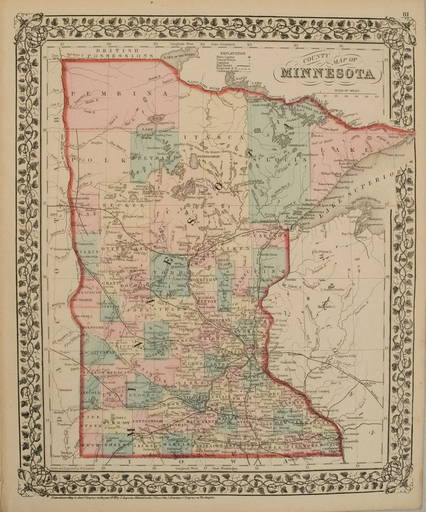 1876 Mitchell Map Of Minnesota County Map Of Minnesota